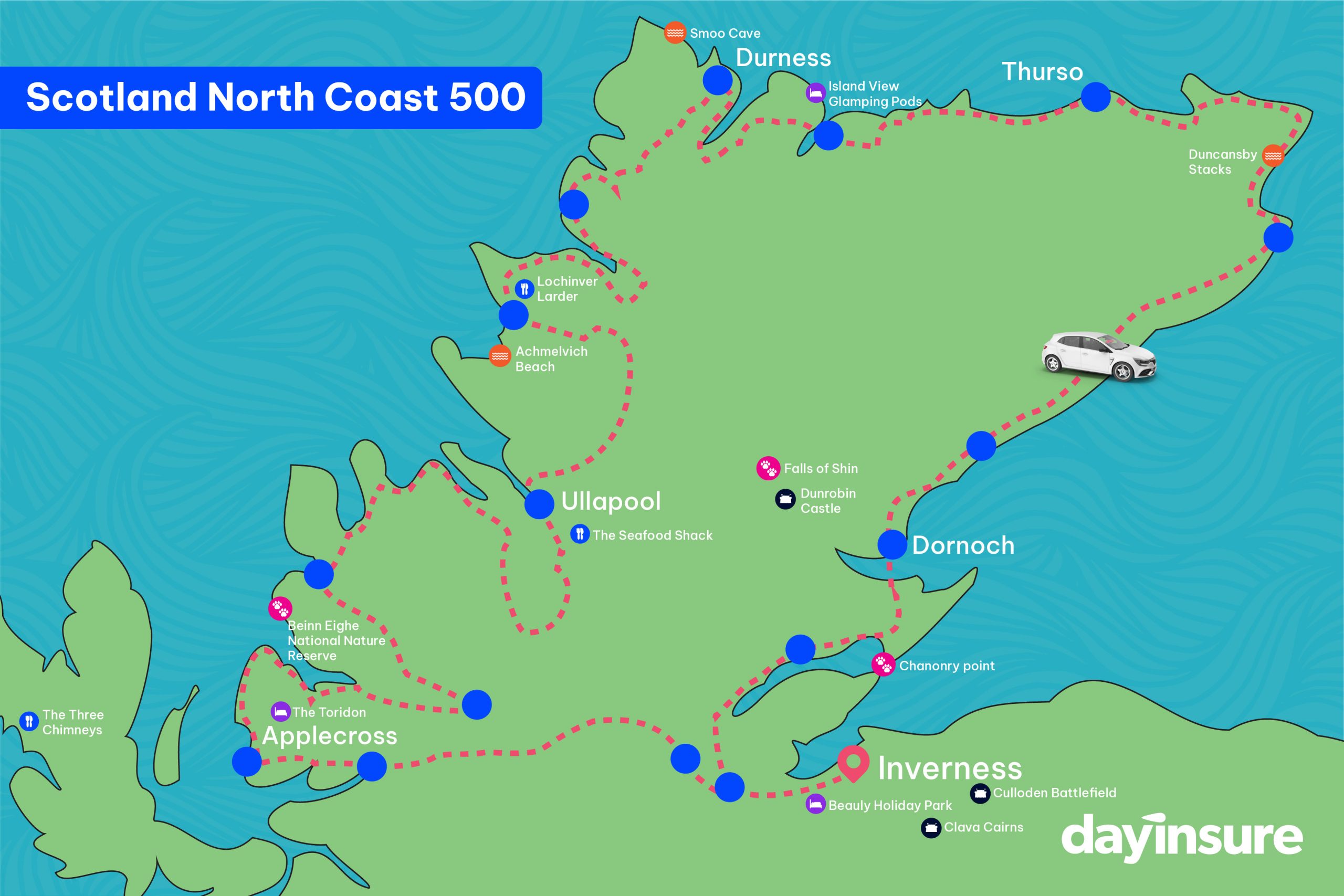 North Coast 500 Scotland Route Map Itinerary Dayinsure North Coast 500 Scotland Route Map Itinerary Dayinsure
